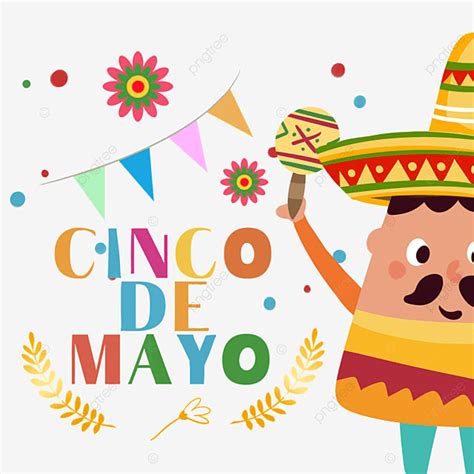 멕시코 모자와 함께 일러스트 Cinco De Mayo 만화 캐릭터 명절 Cartoon 성격 친코 데 마요 Png 일러스트