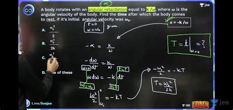 A Body Rotates With An Angular Retardation Equal To Kω Where ω Is The A
