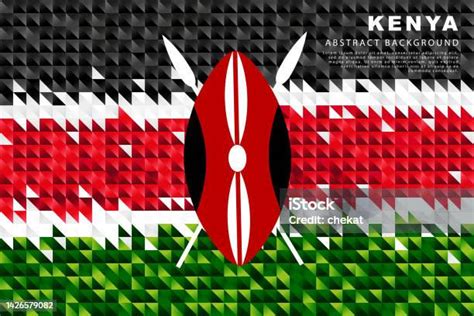 케냐의 국기 케냐 국기의 다채로운 검은 색 빨간색 녹색 및 흰색 줄무늬 형태의 작은 삼각형의 추상적 인 배경 0명에 대한 스톡 벡터 아트 및 기타 이미지 Istock
