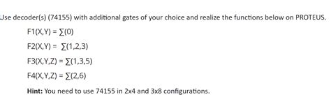 solved use decoder s 74155 with additional gates of your