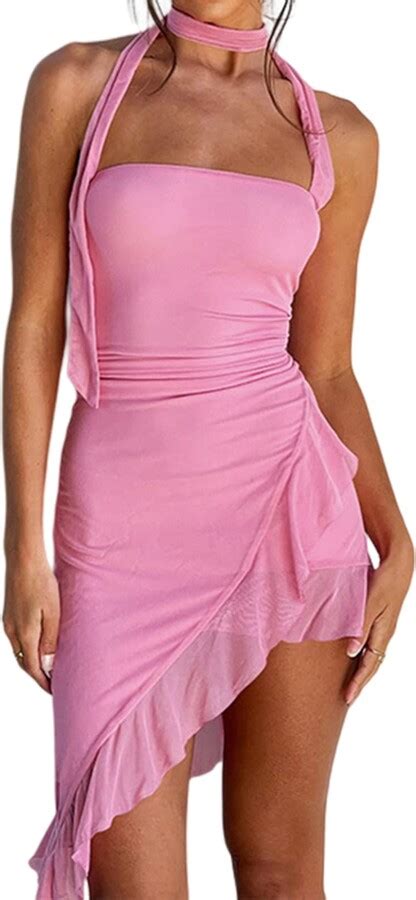 Kexpery Women Sexy Ruffles Bodycon Dress Strapless 3d Floral Tassels