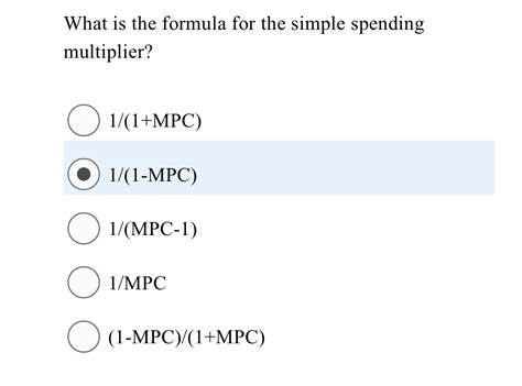 Solved What Is The Formula For The Simple Spending