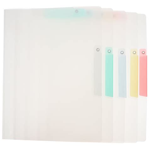 5 Pcs Plastic File Folders Clear Project Pockets Plastic Sleeves