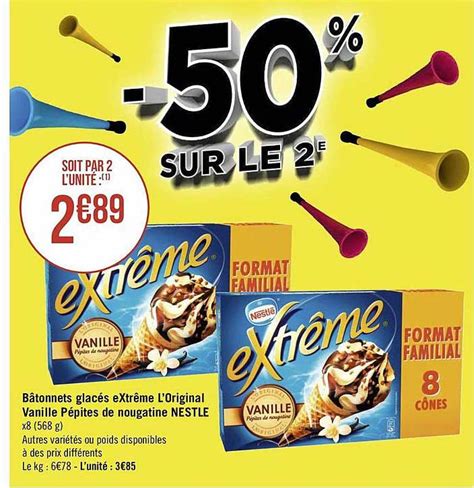 Promo Bâtonnets Glacés Extrême Loriginal Vanille Pépites De Nougatine