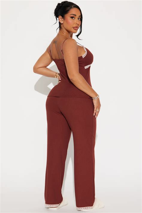 In Your Dreams Ribbed Pj Pant Set Chocolate Fashion Nova