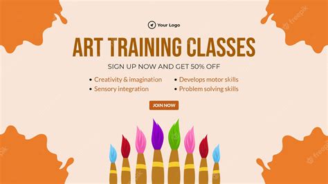 Premium Vector Art Training Classes Landscape Banner Design Template