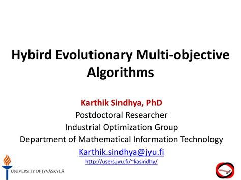 Ppt Hybird Evolutionary Multi Objective Algorithms Powerpoint
