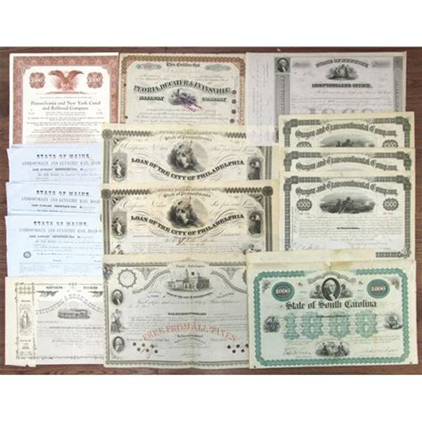 Railroad And State Stock And Bond Assortment 1850 To 1939 Archives
