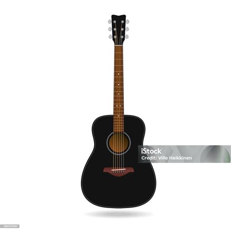 사실적인 어쿠스틱 기타 아이콘 모양 실루엣입니다 악기 로고 기호 기호입니다 벡터 일러스트 이미지입니다 흰색 배경에 격리 기타 현악기에 대한 스톡 벡터 아트 및 기타 이미지