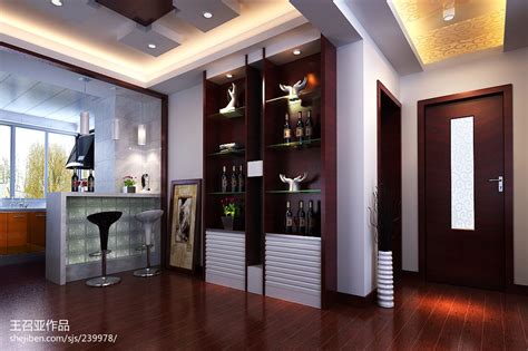 案例 现代餐厅经典酒柜装修设计效果图 设计本装修效果图
