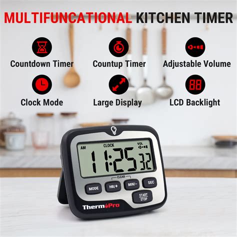 Thermopro Tm01 Digital Timer With Countdown Touchable Backlit