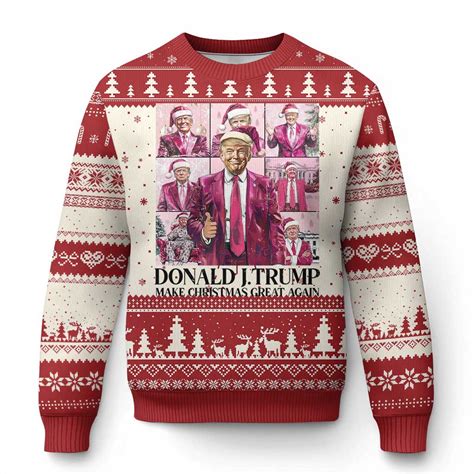 Xmas Trump Ugly Christmas Sweater Pink Trump Era Make Christmas Great