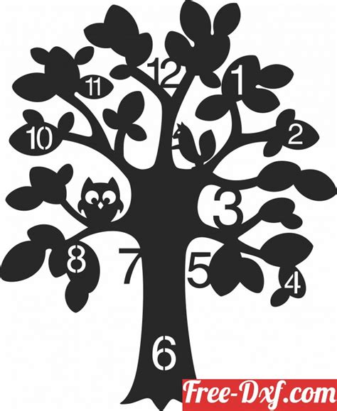 Download Tree Wall Clock LaTgd High Quality Free Dxf Files Svg