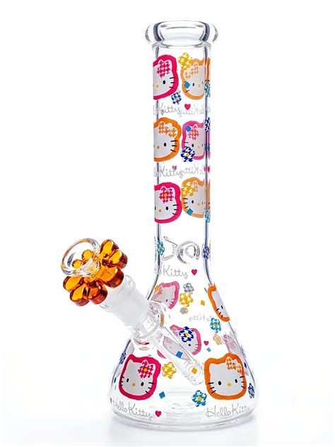 10 Hello Kitty Colorful Border Candy House Beaker Glass Bong Smoke Meg