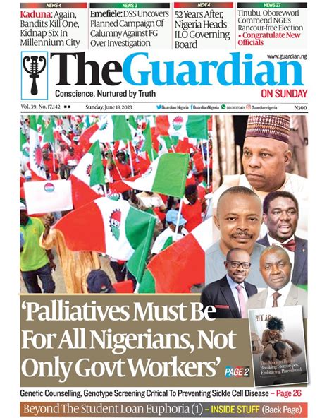 Nigerian Newspapers Daily Front Pages Review Sunday 18th June 2023