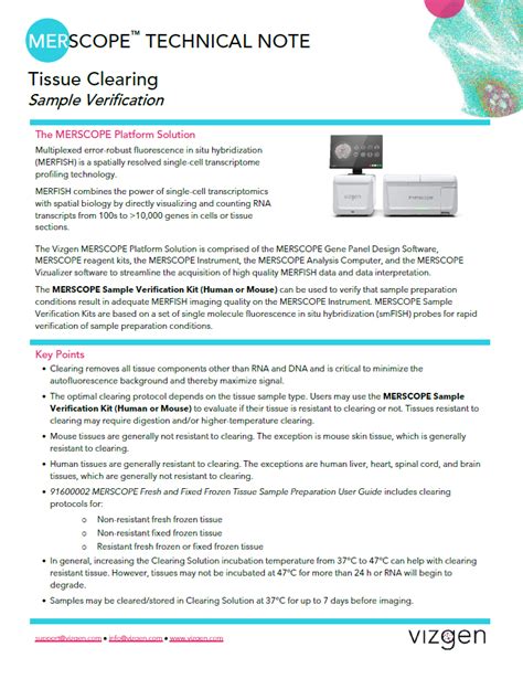 Thank You For Downloading Vizgens Merscope Technical Note Tissue Clearing Sample Verification