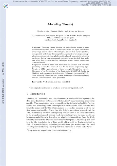 Pdf Modeling Times