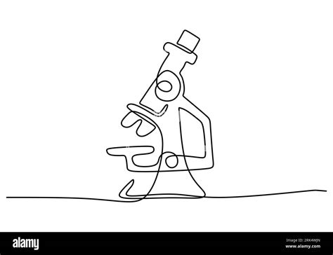 Hand Drawing One Single Continuous Line Of Microscope Science Theme