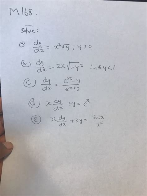 solved solve a dy dx x 2 squareroot y y 0 b dy dx