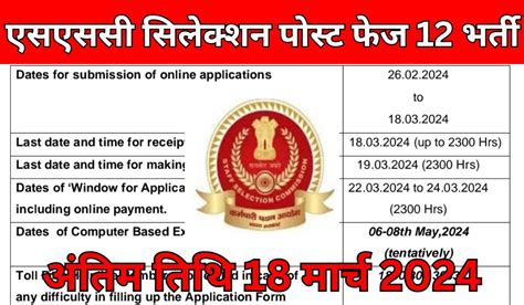 Ssc Selection Post Phase 12 Recruitment एसएससी सिलेक्शन पोस्ट फेज 12