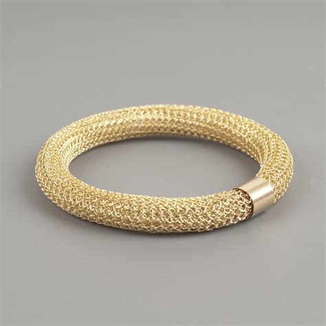 Chunky Sterling Silver Bangle Bracelet Wire Crochet Bracelet