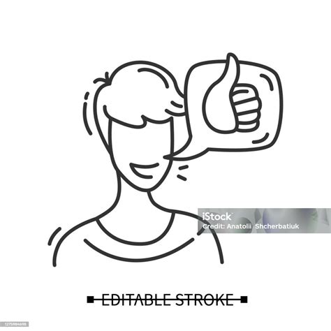 消費者推薦圖示客戶端頭像 豎起大拇指的語音氣泡線性向量圖示向量圖形及更多brand Name Online Messaging