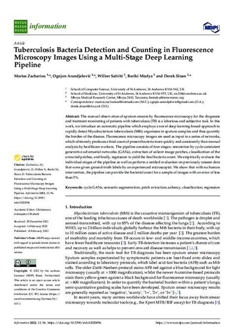 Pdf Tuberculosis Bacteria Detection And Counting In Fluorescence Microscopy Images Using A