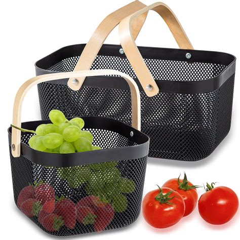 Nexboraque 2 Pack Plastic Picnic Baskets Mesh Harvest
