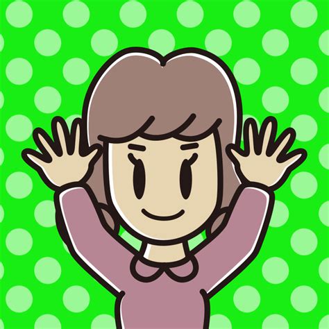 フリー素材両手をあげる女子大学生のイラスト3周年記念FREE ILLUSTRATIONSかわいい無料イラスト素材ならポンコツ