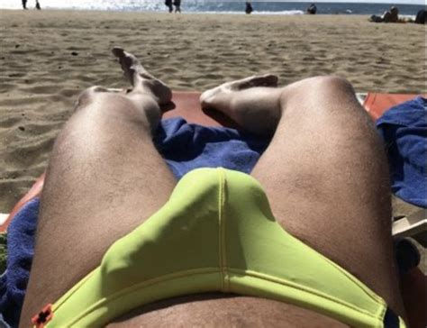 Sexy Swimsuit Exhibiting The Blokes Erection Hubbahubba