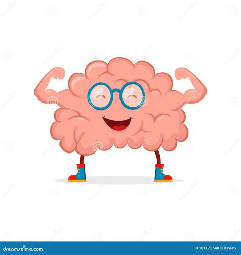 Strong Happy Healthy Brain Character Stock Vector Illustration Of