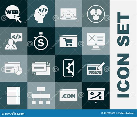 Set Planning Strategy Concept Ui Or Ux Design Web Development Time Is Money Front End And