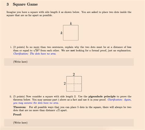 Solved Square Game Imagine You Have A Square With Side Chegg Com