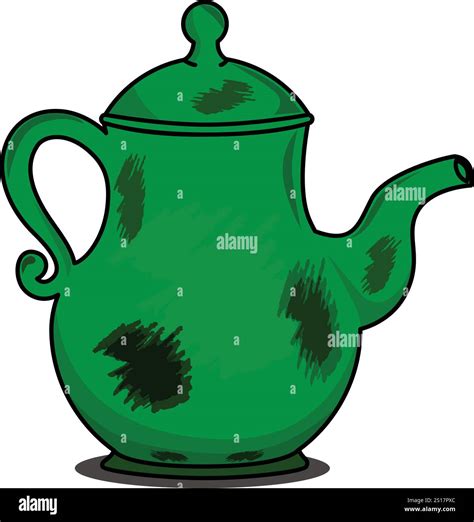 Vector Illustration Of Tea Kettle And Clay Cups Indian Traditional Tea