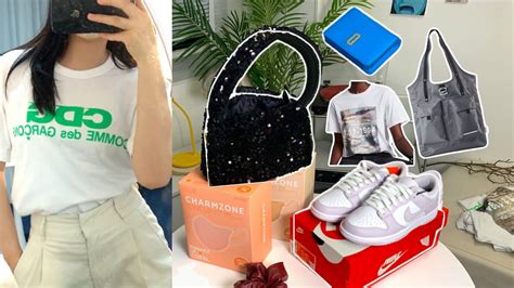 쇼핑 하울 사부작 사부작 방앗간템 리스트 👟👚👜 꼼데 티셔츠 로우로우 백 나이키 덩크 베니스 마르디 스팽글백 올세인츠 티셔츠 분크 맥파이 Youtube