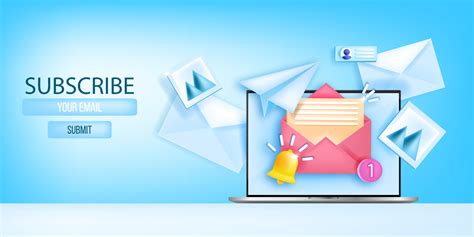 Subscribe Email Newsletter Vector Web Page Template Social Media
