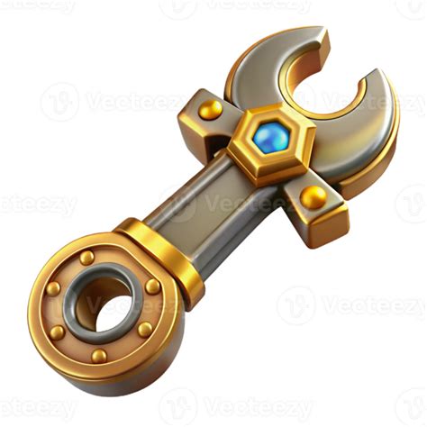 Coveted Rustic Hyper Specific Concept Art Style Isolated Cutout Of A Steampunk Wrench With