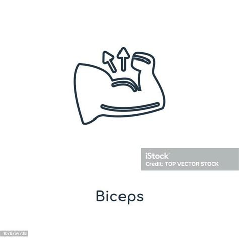 팔 뚝 개념 선 아이콘입니다 선형 팔 뚝 개념 개요 기호 디자인입니다 이 간단한 요소 그림 사용할 수 있습니다 웹 및 모바일 Uiux가 근육에 대한 스톡 벡터 아트 및 기타