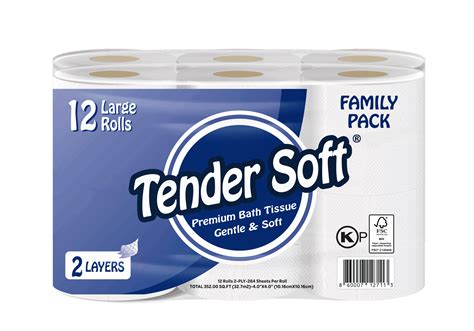 Tender Soft Premium Bath Tissue 2 Ply 4 X 4 264 Sheets 48 Ct Camstar Paper Inc