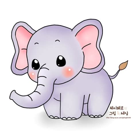 귀여운 코끼리 캐릭터 그리기 손그림 강좌 네이버 블로그