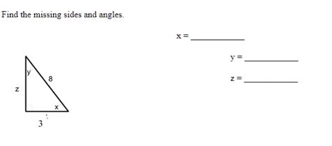 Solved Find The Missing Sides And Angles Chegg Com
