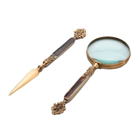 Antique Brass And Bone Magnifying Glass And Letter Opener Dessau Home