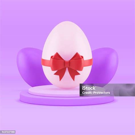 3d 부활절 달걀 선물 받침대 디스플레이 인사말 휴일 놀람 실린더 단계 현실적인 벡터 3차원 형태에 대한 스톡 벡터 아트 및