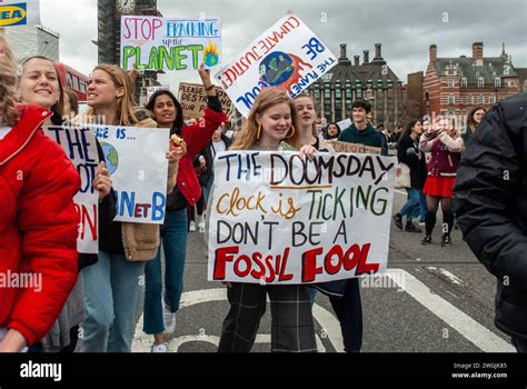 London Climate Protest Girls With Placards Stop Fracking The Planet
