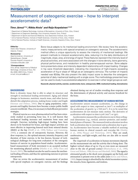 Pdf Measurement Of Osteogenic Exercise How To Interpret