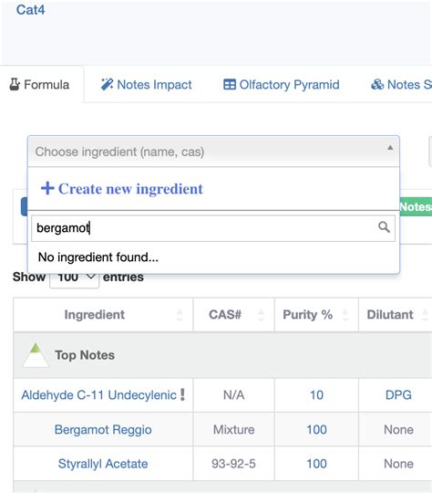 Unable To Add Ingredients To Formula · Issue 58 · Globaldyne