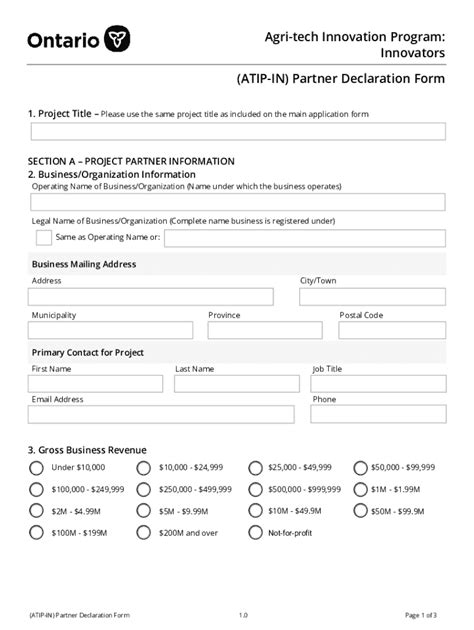 Fillable Online Atip In Partner Declaration Form Atip In Partner