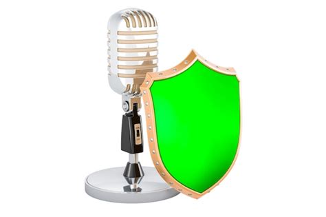 Premium Photo Retro Microphone With Shield 3d Rendering