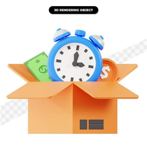 Premium Psd 3d Rendering Time On Box Illustration