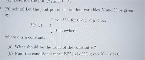Solved Points Let The Joint Pdf Of The Random Variables Chegg